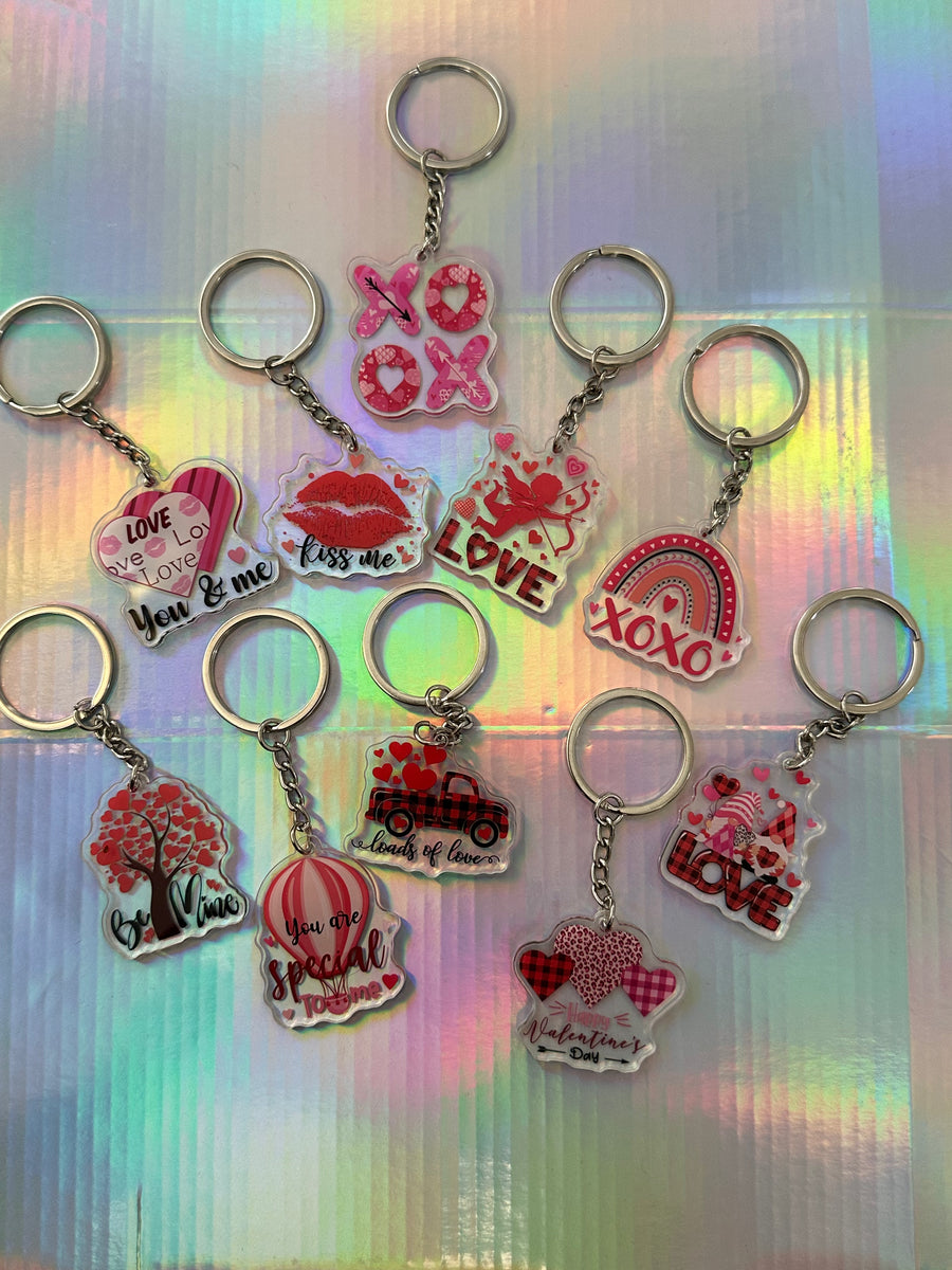 Valentine Acrylic Keychain – Glam and Glitz Mailing Supplies